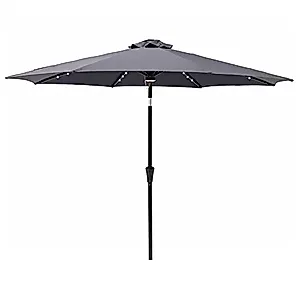 C-Hopetree 10 ft Outdoor Patio Market Table Umbrella with Solar LED Lights and Tilt, Anthracite