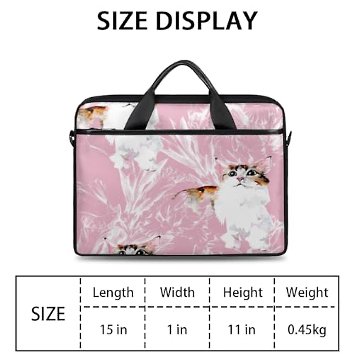 Watercolor Cat Kitten Laptop Computer Bag Waterproof Shoulder Messenger Bag 13-15 inch Durable Laptop Tote Bag with Shoulder Strap Handle Lightweight Crossbody Briefcase