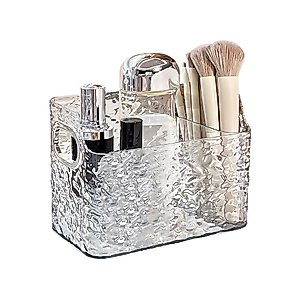 Himilucky Bathroom Vanity Tray, Makeup Organiser, Skincare Organiser Beauty Caddy Storage Box for Dresser & Bathroom, Decorative Dresser Tray, Vanity Organiser with 1 Movable Inner Case, Clear