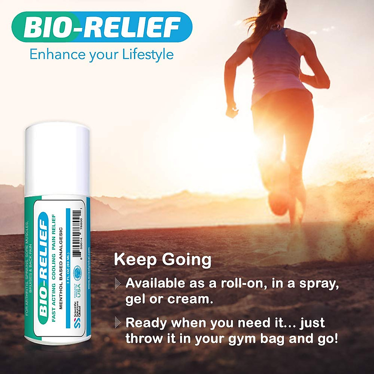 BIO-Relief Pain Roll On w 10% Menthol & Arnica | Highly Effective, Cool & Topical Pain Relief Extra Strength for Arthritis, Muscle, Joint, & Back - Easy Roll On Maximum Strength, Made in USA
