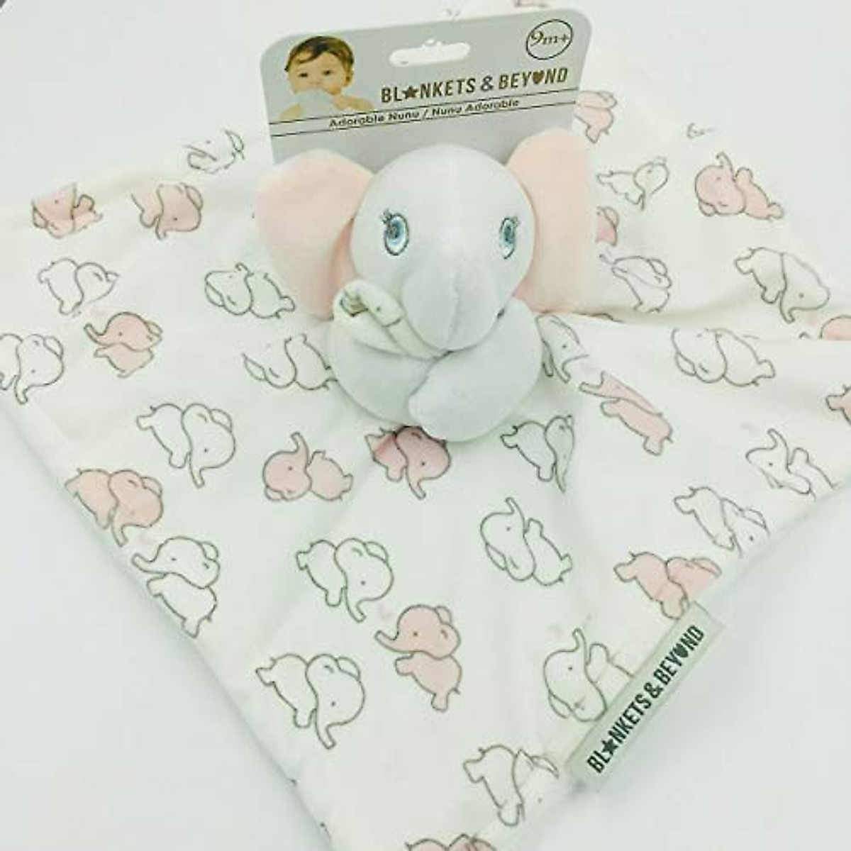 Blankets & Beyond Nunu Security Blanket & Plush Pink Elephant Baby Security Blanket