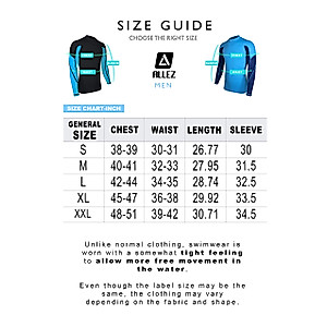 ALLEZ Men's Rash Guard Swim Shirts UPF 50+ UV Sun Protection Long Sleeve Shirts Lightweight Quick Dry Surf Fishing Shirts for Men (Blue&Navy,M)