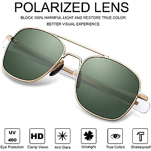 ACBLUCE Pilot Aviator Sunglasses for Men Women Retro Military Navigator Army Polarized Classic Gold Glasses