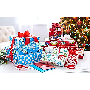 American Greetings 160 sq. ft. Reversible Kids Christmas Wrapping Paper Bundle, Santa, Snowflakes and Snowmen (4 Rolls 30 in. x 16 ft.)