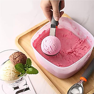 XIROM UN Ice Cream Scoop with Comfortable Grip Handle, Heavy Duty Stainless Steel, Perfect Shape Scoops, Ice Cream Scooper Easy Clean, for Gelato, Cookie Dough, Sorbet, Almond(Black)