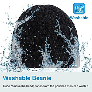 Rotibox Bluetooth Beanie Hat, Winter Outdoor Sport Premium Knit Cap with Wireless Stereo Headphone Headset Earphone Speaker Mic Hands Free Compatible with iPhone Samsung Android Cell Phones - Black