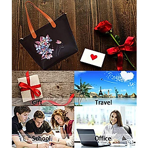 Work Tote bag with Zipper Butterfly bag Shoulder bag Handbag for Women Waterproof Nylon Travel, School, Gifts Y2K Aesthetic (black)