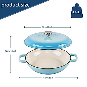 AILIBOO 3 Quart Enamel Cast Iron Dutch Oven Pot with Lid-Versatile dutch oven, excellent for stovetop cooking and baking various recipes-Oven Safe up to 500° For on Stovetop-Gradient Blue