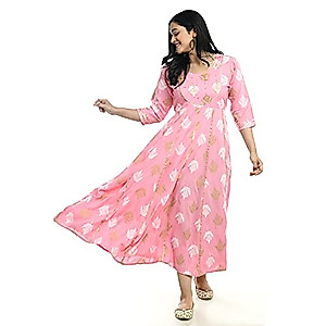 AnjuShree Choice Women Indian Party wear Rayon Kurti Pink