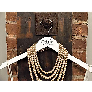 NAHANCO MRSMRS20117 Same Sex, Gay Pride Hanger Set, White Wood Hangers with Black Imprint (Mrs. and Mrs.), 17” (2-Piece Set)