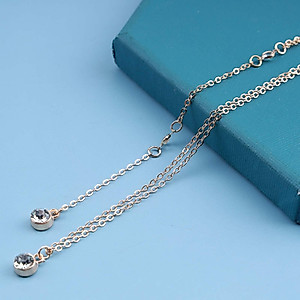 Yheakne Boho Crystal Back Chain Necklace Rhinestone Backdrop Necklace Gold Cz Bridal Back Drop Chain Summer Beach Body Chain Body Jewelry for Women and Girls Gifts (Gold)