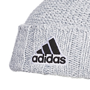 adidas Men's Recon Ballie Pom Tall Fit Fold Beanie Discontinued, White-Light Grey Heather Twist/Black/White F23, One Size