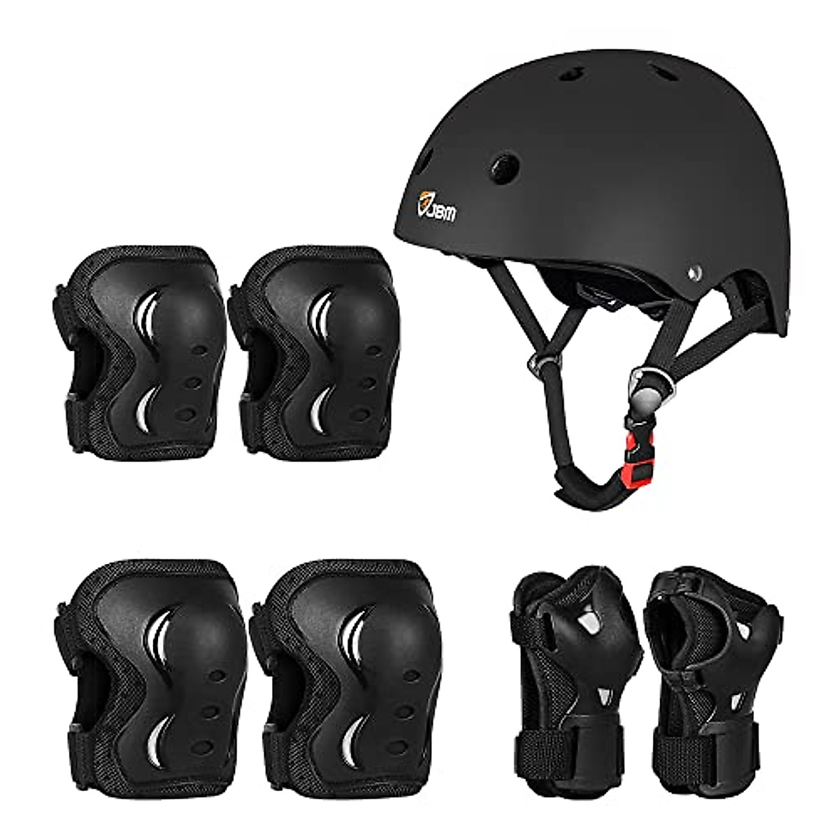 JBM Youth & Adult Full Protective Gear Set, Multi-Sport Helmet, Knee Pads and Elbow Pads with Wrist Guards, Full Protection