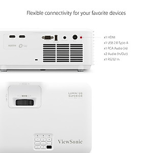 ViewSonic LS740HD 5000 Lumens 1080p Laser Projector with 1.3x Optical Zoom, H/V Keystone, 4 Corner Adjustment, and 360 Degrees Projection for Auditorium, Conference Room and Education