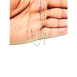 Jewelry Affairs 14k Real Solid Gold Box Style Chain Necklace, 0.6mm (20 Inches, White Gold)