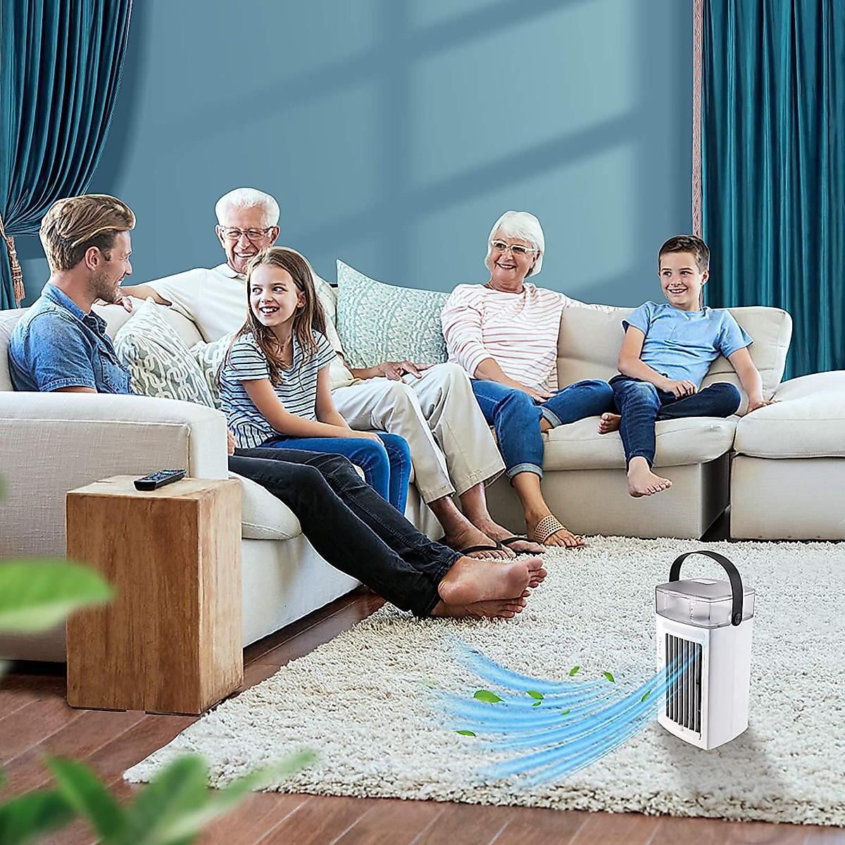 Personal Air Conditioner Fan, Small Air Conditioner Fan, Portable Air Cooler Mini Air Conditioner Fan with 3 Wind Speed, Evaporative Air Humidifier, Desktop Cooling Fan with LED Light for Office, Home