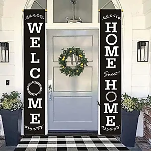AAROENLYS Welcome Decorations Porch Banner Home Sweet Home Decor Wall Hanging Banner Door Sign for Outdoor Indoor Yard Party 13''x70''