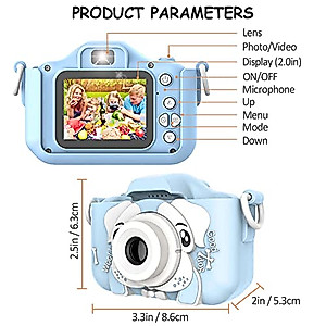 URMAGIC Kids Camera for Girls and Boys,2 Inch HD Screen 2000w Dual-Camera, Children Camera Digital Video,32GB SD Card Include, Kid Toys Gift for Christmas Birthday, for 3 - 12 Years Old Boys Girls