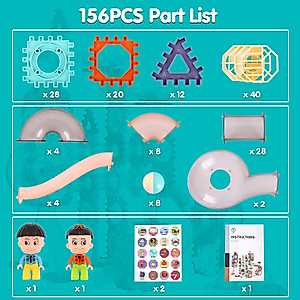 Moonsteps STEM Building Blocks Set for Kid, 156pcs Snap Tiles Building Toys for Kids Ages 4-8, Early Educational Building Kit for Girls & Boys, Christmas Birthday Gift for Toddler/Boy/Girl