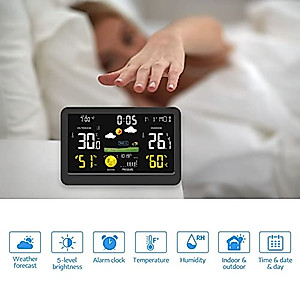 Weather Station with Atomic Clock Indoor Outdoor Thermometer Wireless, Humidity and Temperature Monitor Barometer Hygrometer with High Precision Sensor