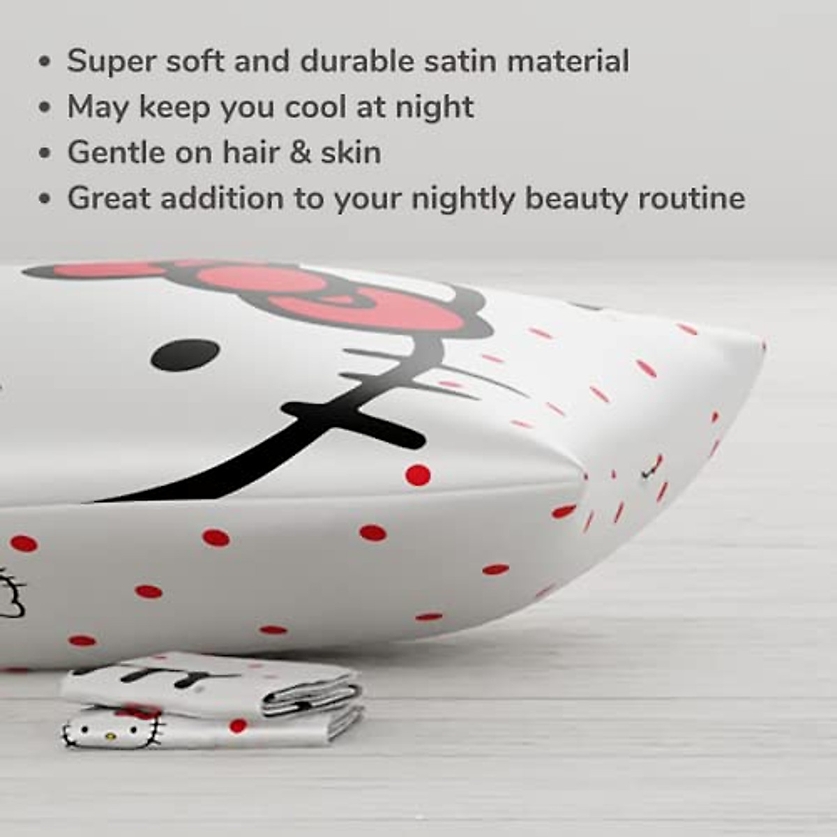 Hello Kitty Beauty Standard Beauty Silky Satin Standard Pillowcase Cover 20x30 for Hair and Skin, (Officially Licensed Product)