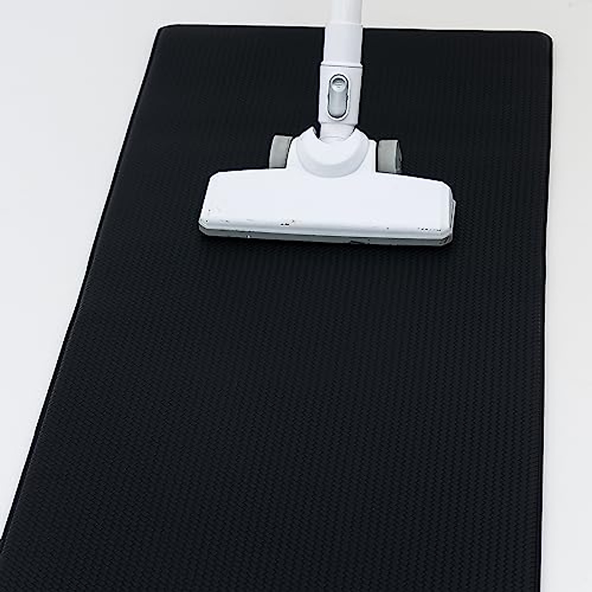 QUILTINA Black Kitchen Mat Anti-Fatigue Cushioned Rug Set (2 PCS), Waterproof Non-Slip & Stain Resistant, 0.4'' Thick PVC Ergonomic Comfort Foam Rugs for Floor Home, Sink, Laundry, 47''x17.5''