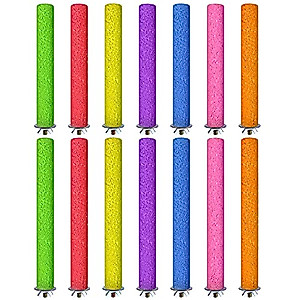 14 Pcs Bird Perch Colorful Parrot Stand Wood Bird Stand Parrot Perch Bird Cage Perch Wooden Paw Grinding Stick Rough Surface Chew Toy for Conure Budgie Parakeet Cockatiel Cage Accessories, 2 Sizes