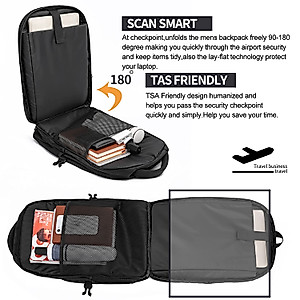 Backpack for Men,Extra Large 50L Travel Backpack with USB Charging Port,Laptop Backpack 17 Inch Water Resistant Big Capacity Heavy Duty Computer Bag TSA Approved Business College School Bookbags,Black