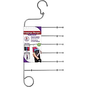 Jokari Set of 2 Non Slip 6 in 1 Space Saving Hangers for Leggings, Pants, Scarves and More. Maximize Storage, Hang Six Pairs Of Slacks, Jeans and Any Material Workout or Yoga Pants, and Won't Slip Off