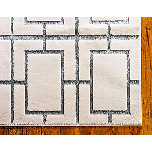 Unique Loom Marilyn Monroe Glam Collection Area Rug - Deco (5' 1' x 8' Rectangle, White Silver/ Silver)