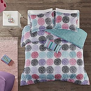 Mi Zone Carly Comforter Set, Doodled Circles Polka Dots Bed Sets– Ultra Soft Microfiber Teen Bedding For Girls Bedroom, Twin/Twin XL, Teal Purple 3 Piece
