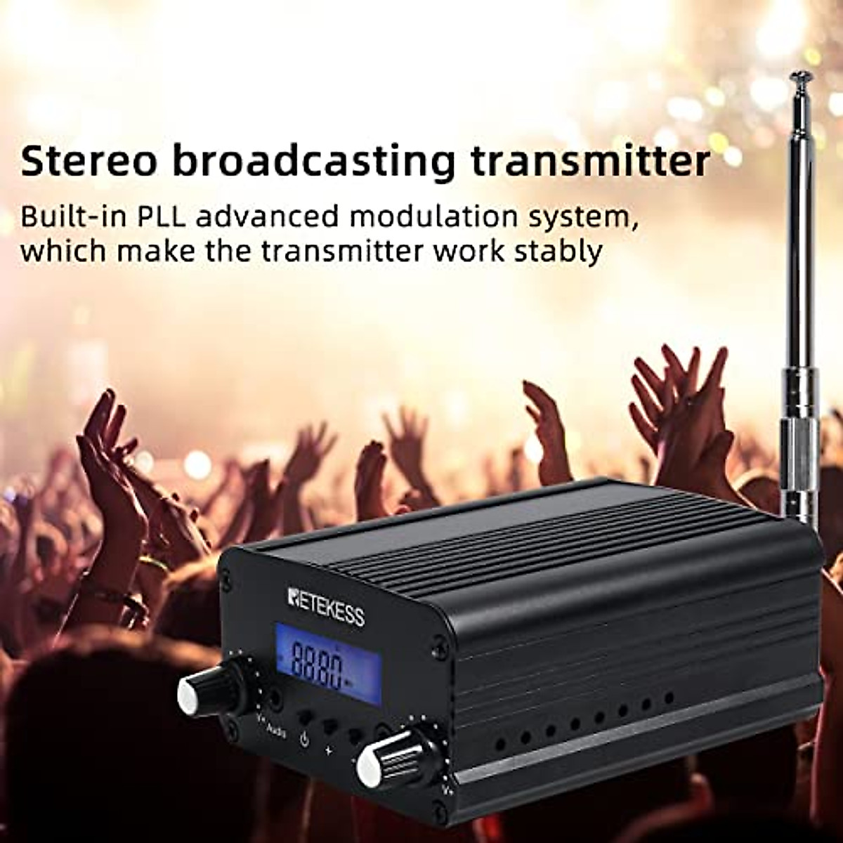 Retekess TR509 FM Transmitter for Church, FCC Certified FM Broadcast Transmitter, Long Range Stereo Mini Radio Station for Drive-in Movie, Church Parking Lot, Lights Fireworks Show