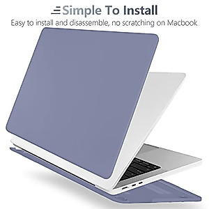 Batianda Compatible with New MacBook Air 13.6 inch Case 2022 2024 with M2 M3 Chip Model A2681/A3113, Rubberized Smooth Touch Plastic Protective Hard Shell Keyboard Cover, Lavender Grey