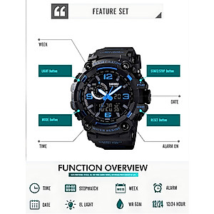 Gosasa Men's Watches Multi Function Military S-Shock Sports Watch LED Digital Waterproof Alarm Watches