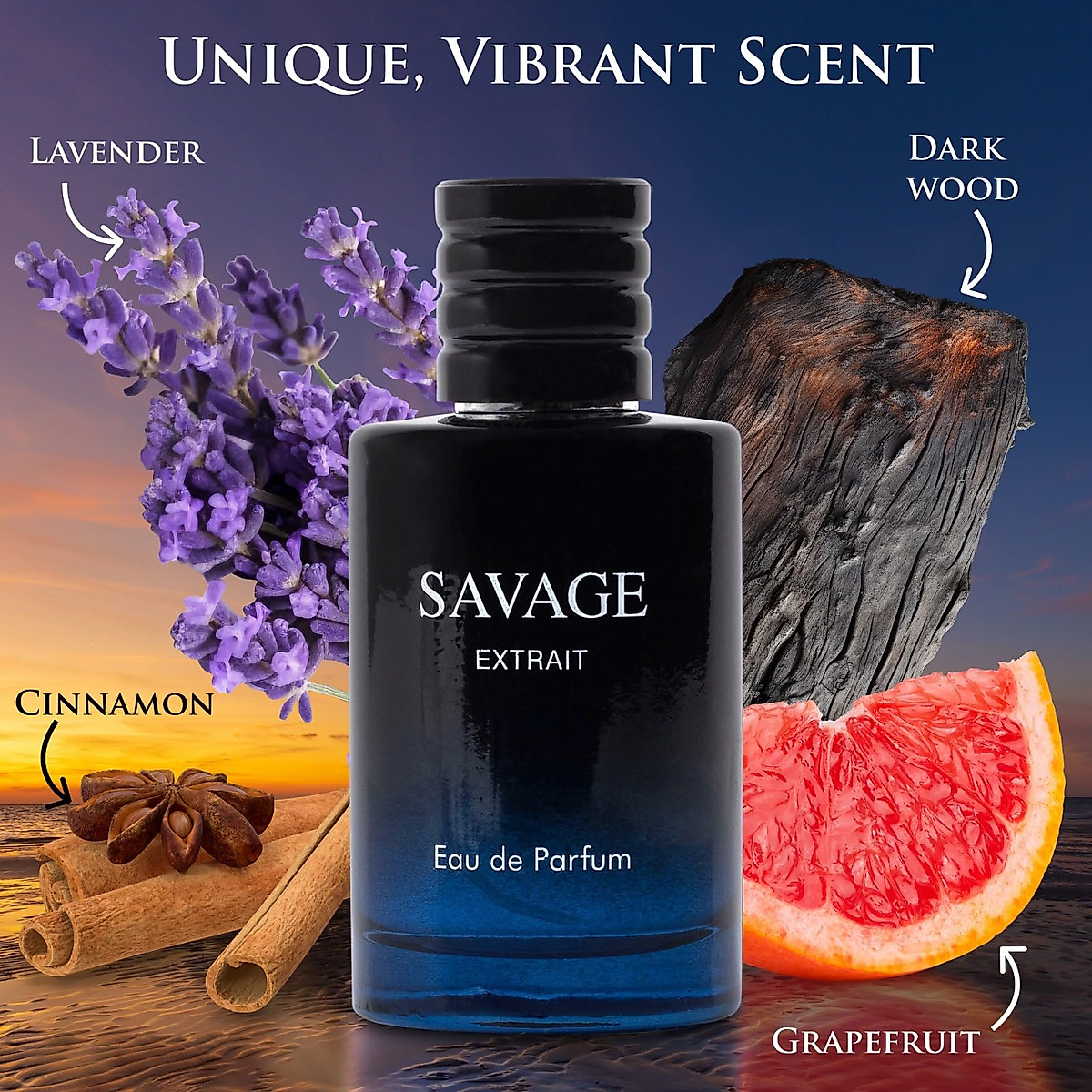 Savage Extrait Eau De Parfum for Men Top Notes of Grapefruit & Heady Spices Base Notes of Lavender Essence & Rich Wood Cologne for Everyday Wear, Work Days, Romantic Date Elegant 100ml Bottle