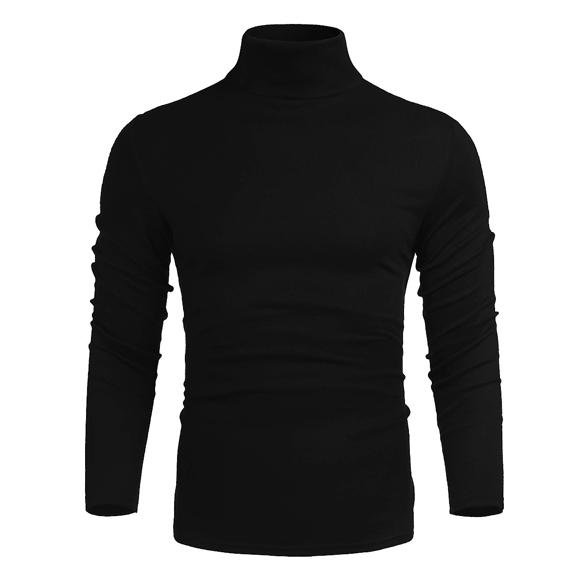 Mens Lightweight Long Sleeve Turtleneck Top Pullover Slim Fit Sweater Black L