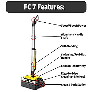 Kärcher - FC 7 Electric Mop & Sanitize Hard Floor Cleaner - Perfect for Laminate, Wood, Tile, LVT, Vinyl & Stone Flooring - Cordless