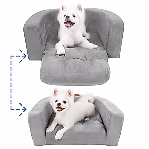 suddus Dog Beds for Small Dogs, Bolster Sofa Dog Bed with High Density Foam, Washable Dog Bed with Removable Cover and Non-Slip Bottom, Grey