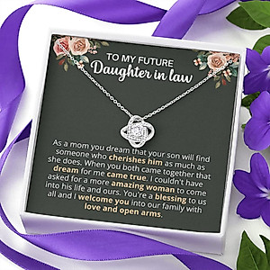 Future Daughter in Law Love Knot Necklace Two Toned Box