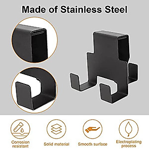 Morobor 2pcs Triple Hooks, Over Shower Glass Door Hooks for Frameless Glass Shower Door, Stainless Steel Towel Hooks Over The Bathroom Glass Wall (Black)