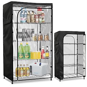 Sobana Waterproof Storage Shelf Cover,36 x 18 x 72 Inch Wire Shelving Rack Cover with Clear Front Panel,Dustproof Shelving Unit Cover (Cover only,Black)