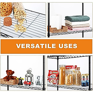 Catalina Creations 4-Shelf Wire Shelving Unit, Metal Storage Shelves, Heavy Duty Shelving with Liners, Adjustable Height Storage Rack for Pantry Closet Kitchen Garage (23.6" W x 14" D x 47" H, Black)
