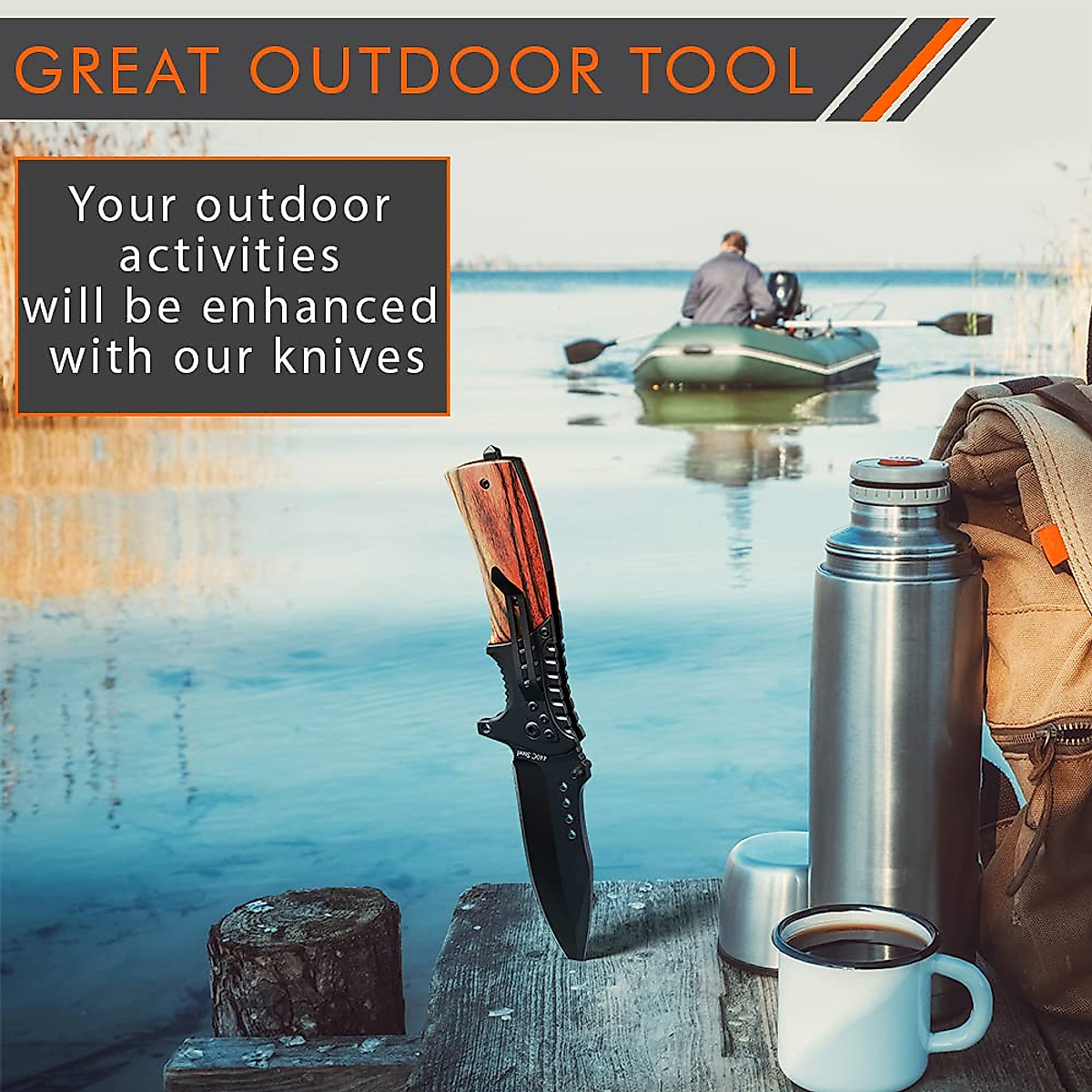 Grand Way Pocket Knife - Folding Knives - Military EDC USMC Jack Knifes - Best Camping Hunting Fishing Hiking Survival Knofe - Travel Accessories Gear - Pocket Knife Gifts for Men