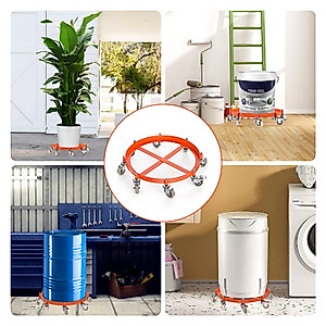 NeapNuuk Two-Piece 55 Gallon Drum and Barrel Dolly, 2000 LBS Capacity Dolly with 8 Caster Wheels, Trash Can Dolly Non-tipping Hand, Orange Steel Frame Dolly