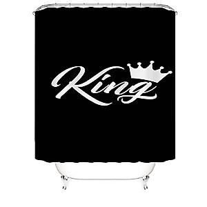 4PCS/Set Afro King Shower Curtain with Non-Slip Rugs,Bath Mat and Toilet Lid Cover,Waterproof Polyester Fabric Black Shower Curtain Sets with 12 Hooks,Cool Typeface Pattern Bath Curtains for Man