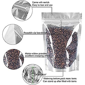 Mylar Bags, 90 Pack 9 Sizes 7mil Mylar Bags for Food Storage, Resealable mylar ziplock bags, Stand Up Pouch Bags, Clear Front with Aluminum Foil Back, Zipper Bags with Gusset Bottom for Multipurpose