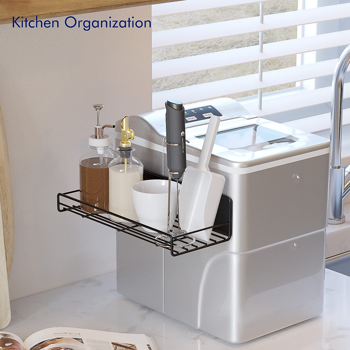 4 Pack Magnetic Spice Rack for Refrigerator, Next to Fridge Spice Organizer Magnetic Shelf for Small Apartment RV Kitchen Whiteboard Classroom Organization and Storage - Black