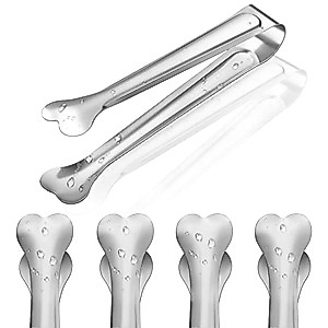 Dmoera 18 Pack Premium Small Serving Tongs, Mini Stainless Steel Appetizer Tongs 4.33Inch Silver