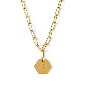 Sorority Shop Sigma Kappa Paperclip Necklace — SK 18K Gold Plated Sorority Gifts Necklace, Long-Lasting Sigma Kappa Gifts for Women