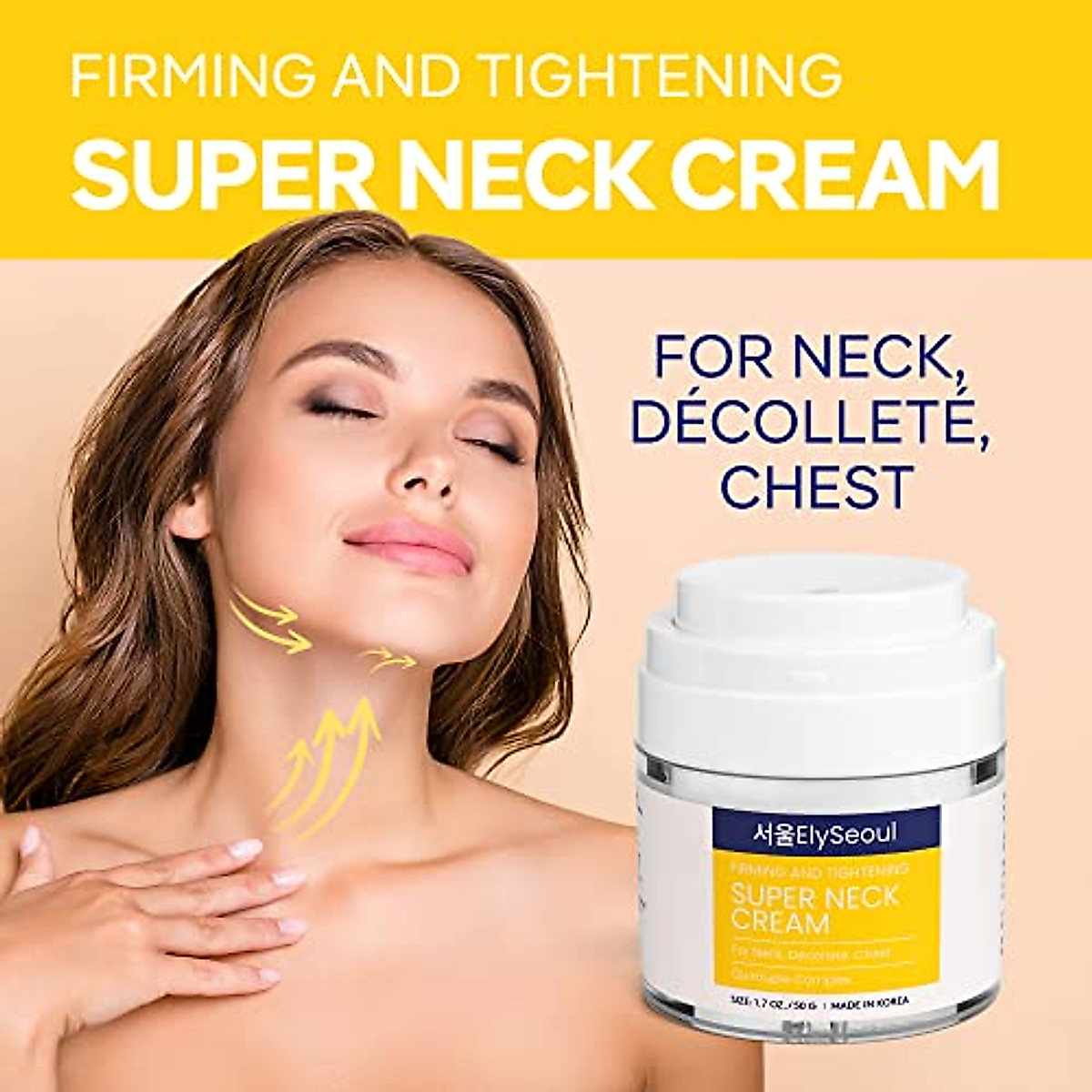 Korean Skin Care Neck Cream, Skin Tightening Cream, Neck Firming Cream Improves Skin Elasticity and Reduce Neck Lines, Anti Aging Moisturizer for Neck & Décolleté - Day & Night Skin Firming and Tightening Lotion 1.7 FL OZ